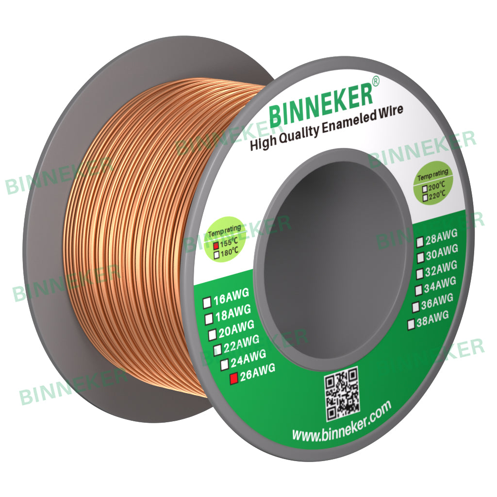 BINNEKER 26 AWG Magnet Wire Enameled Copper Wire 0.0157 inches